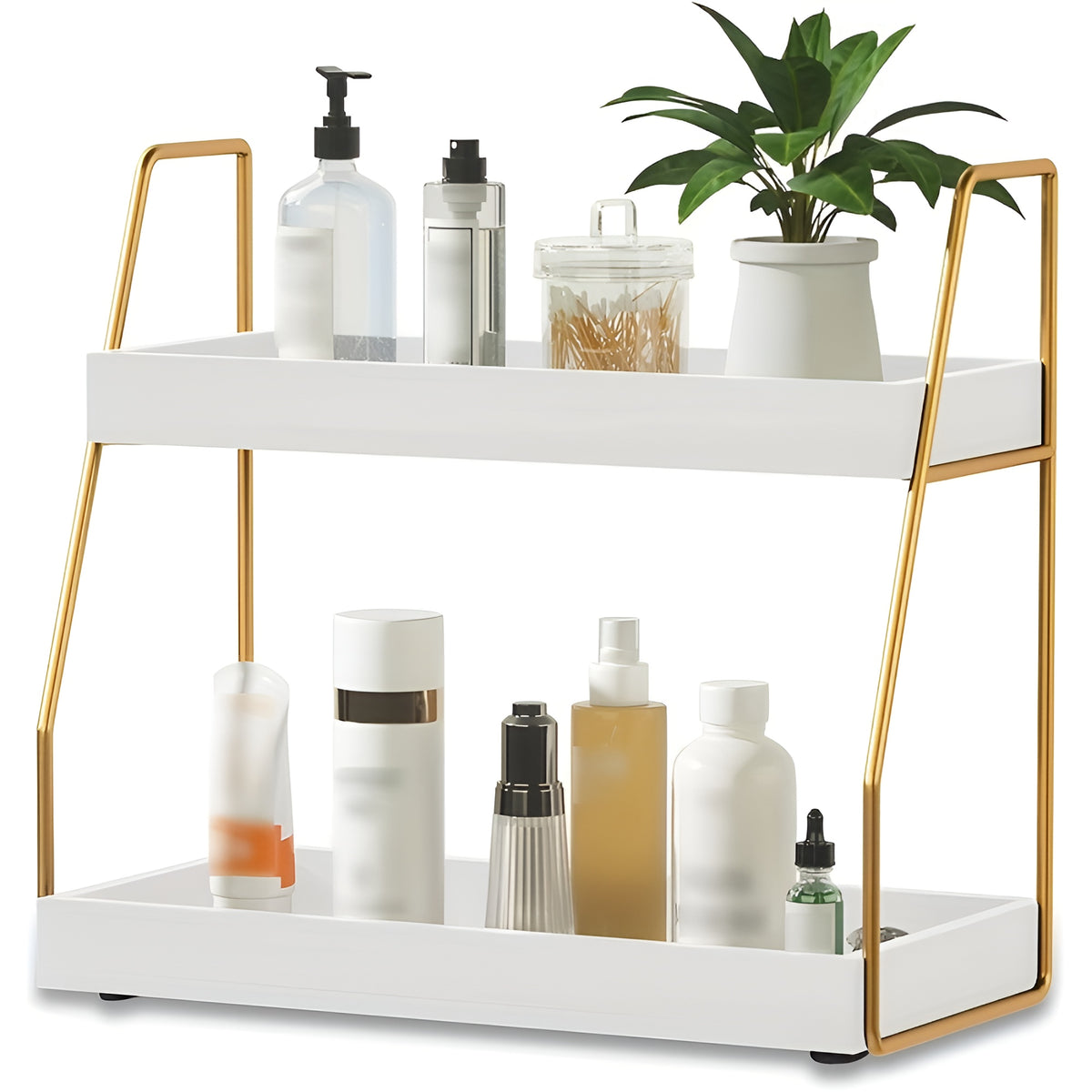 PRACT PACK - 2 Tier Paulownia Wood & Metal Frame Bathroom Countertop O ...