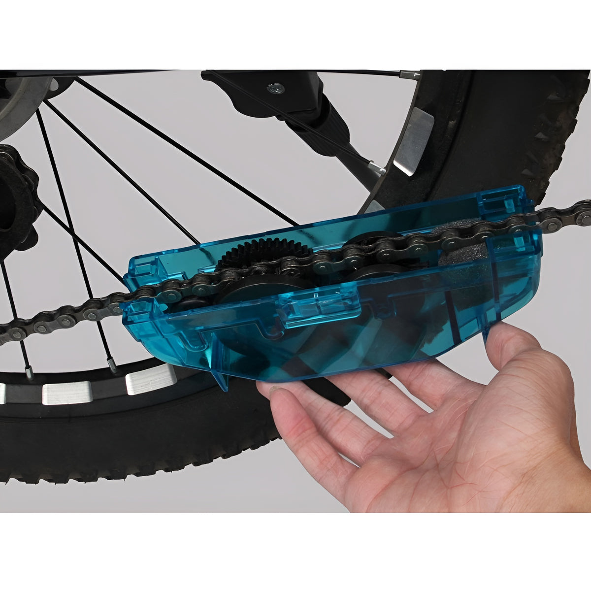 SuaTools - 16cm Plastic Bicycle Chain Cleaning Tool with Scrubber - Bl ...