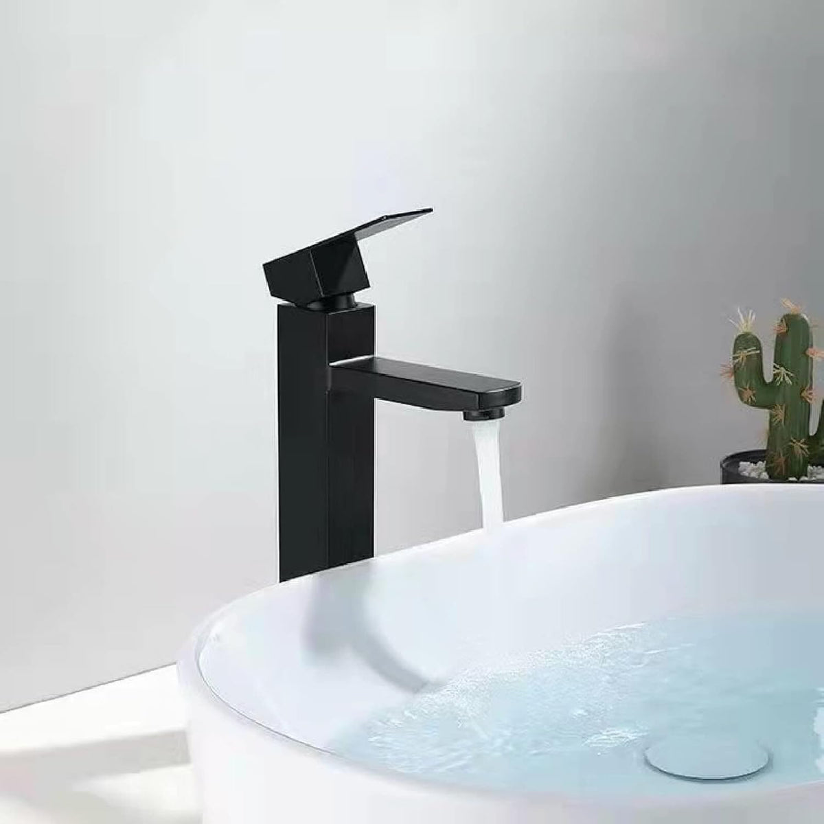 Herqona - Square Stainless Steel Bathroom Basin Mixer Tap with Hose ...