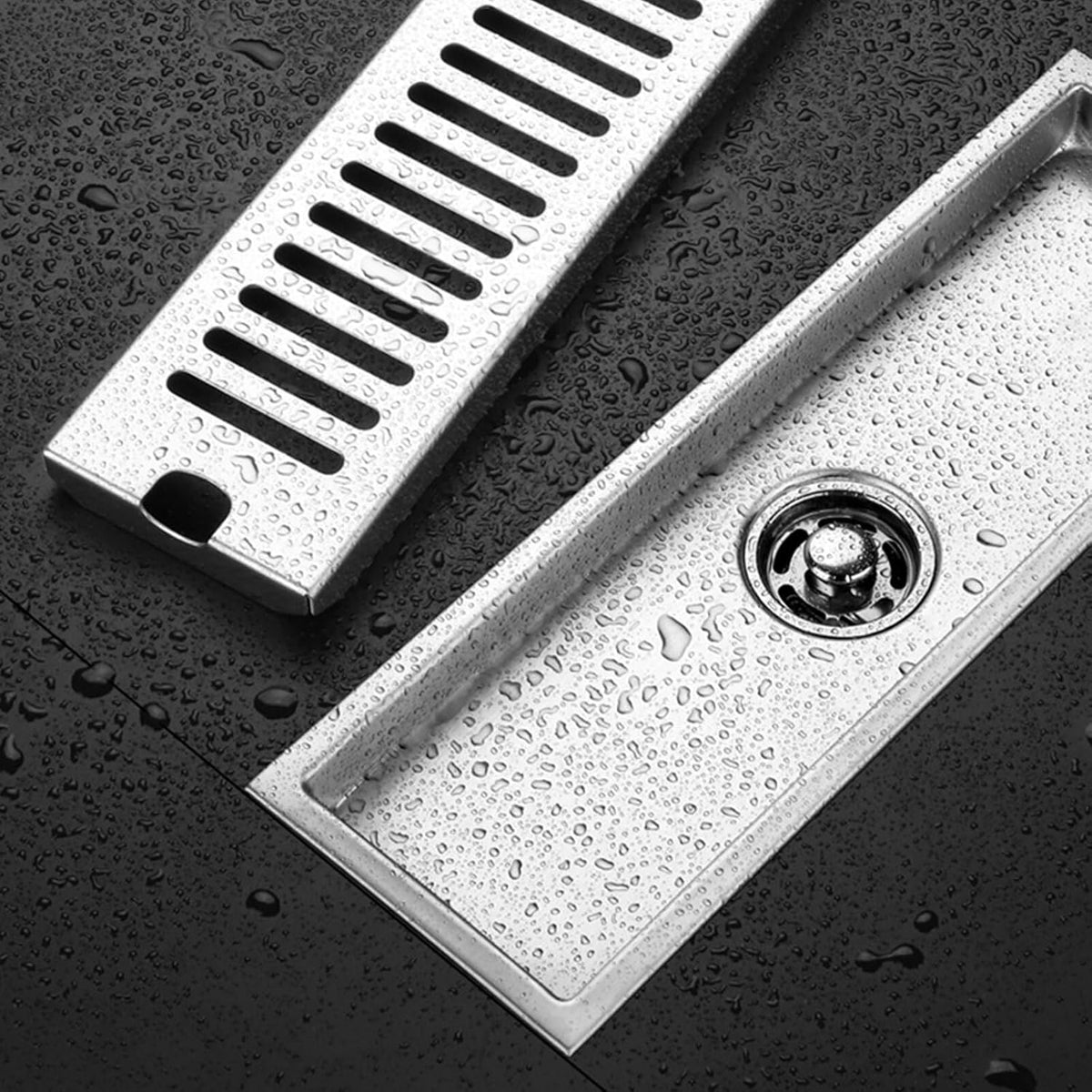 Pruchef - Shower Drain, Stainless Steel Long Linear Drainage 60cm - Br ...