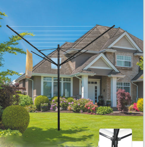Pract Pack - 60m Clothes Line 4 Arm Rotary Drying Rack - Black – Melika ...