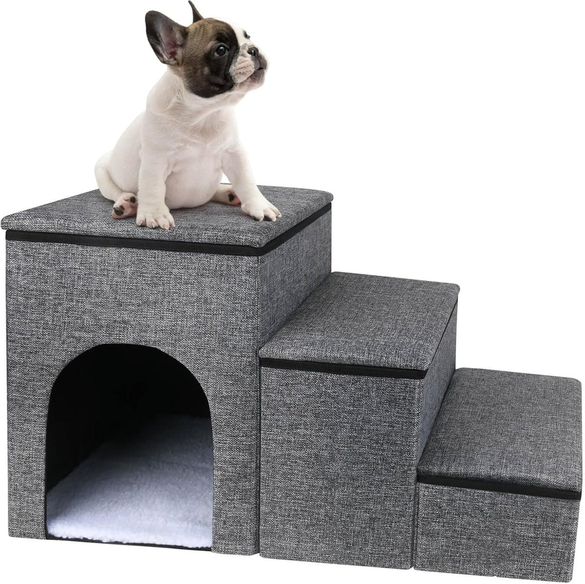 WigWagga - Collapsible Dog Stairs, Foldable Pet Ramp for Bed - Grey ...