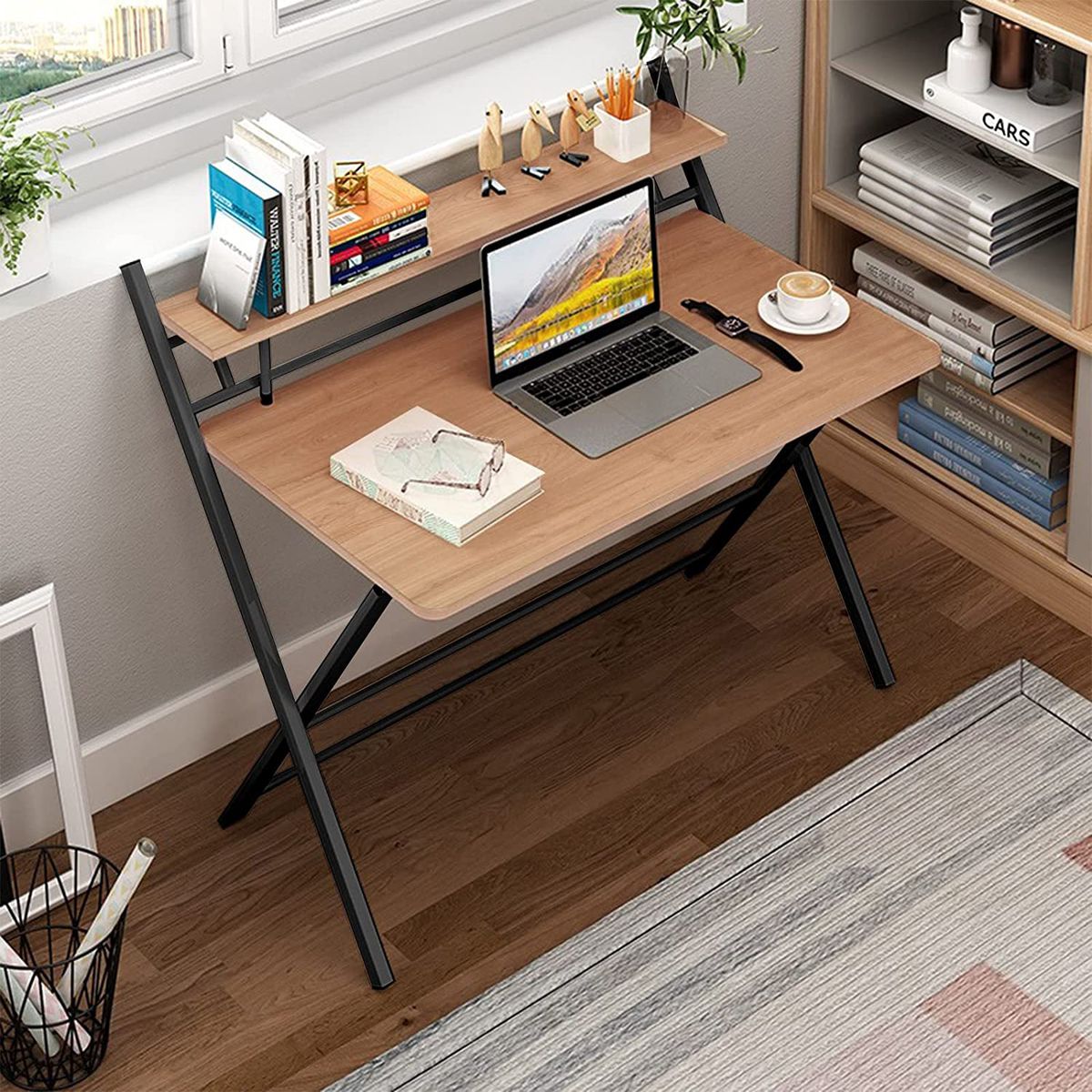 Nerdy Admin - 2 Tier Folding Study Desk Table & Gaming/Computer Workst ...