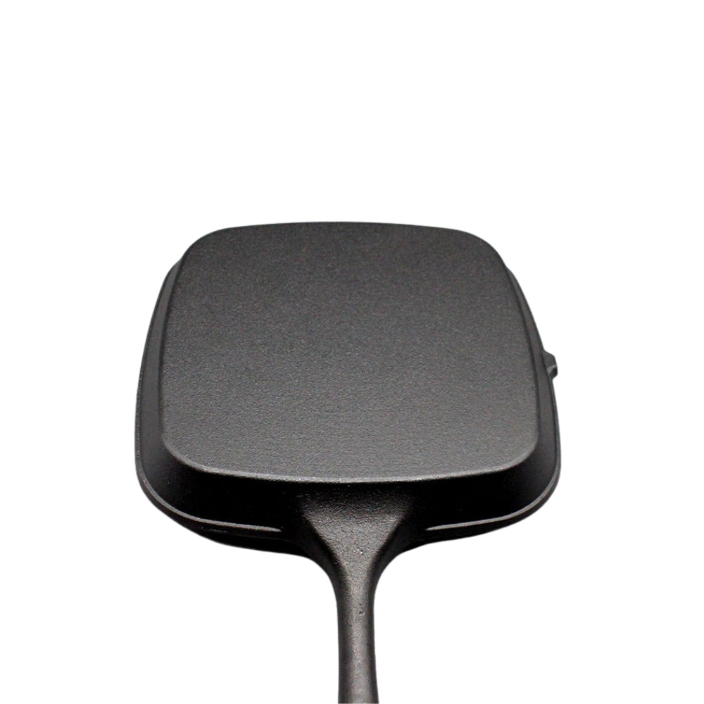 Pruchef - Heavy-duty Cast Iron Square Griddle BBQ Frying Pan 26cm - Bl ...