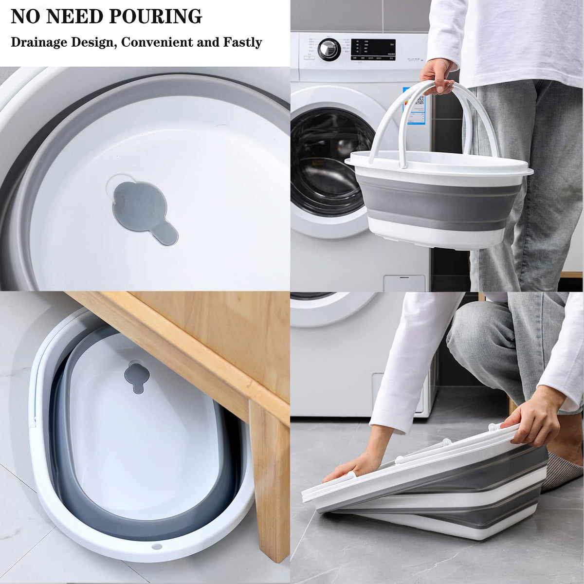 Pract Pack - Collapsible Foldable Mop Bucket with Drainage and Two Han ...